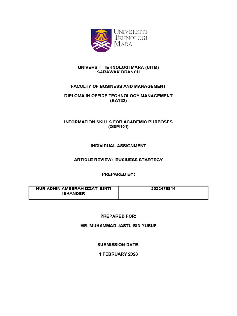 Cover and Declaration Page Article Review | PDF | Educational Stages ...