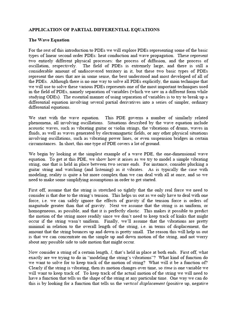 Application of Pde | PDF | Partial Differential Equation | Waves