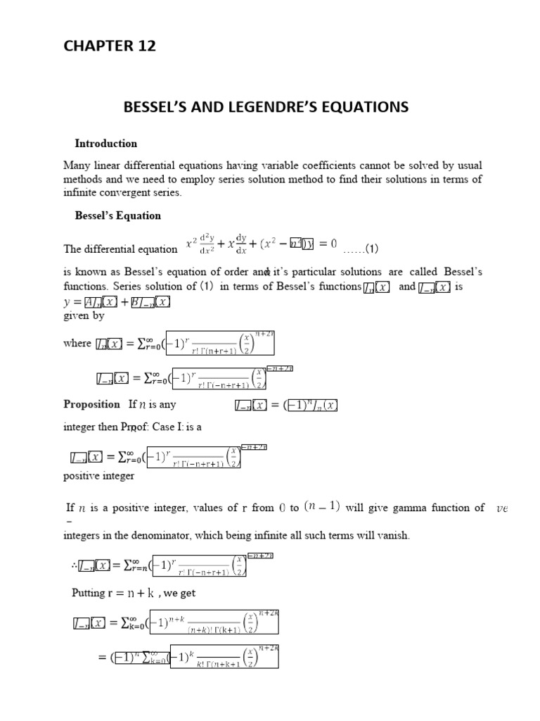 Bessel and Legendre Function | PDF | Recurrence Relation | Equations