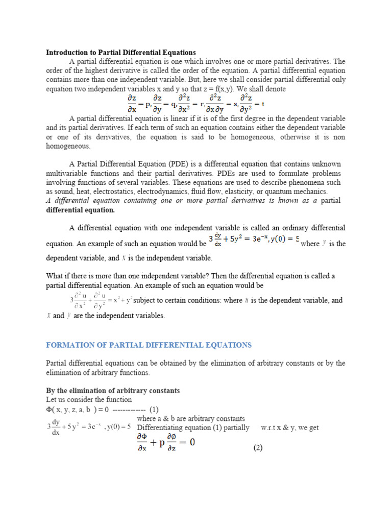 Introduction To Partial Differential Equations | PDF | Differential Equations | Partial ...