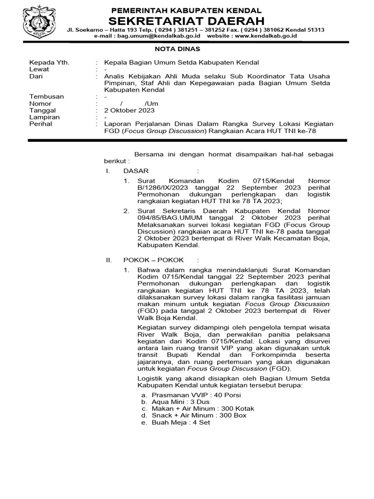 Contoh Laporan SPPD (3) | PDF