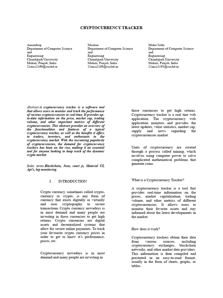 Cryptocurrency Tracker | PDF | Cryptocurrency | Security