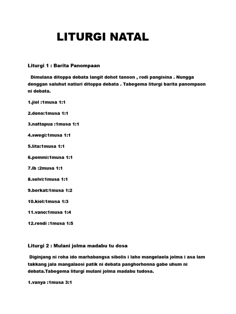 Liturgi Natal 2023 | PDF | Seni & Disiplin Bahasa | Kajian Bahasa Asing