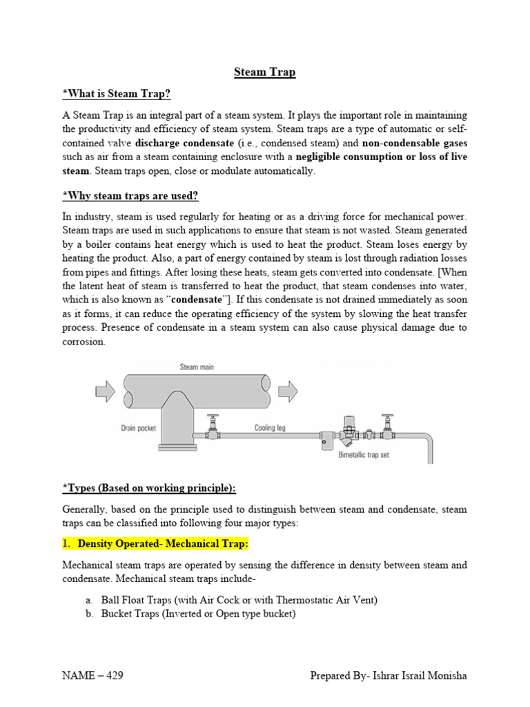 Steam Trap | PDF | Steam | Boiler