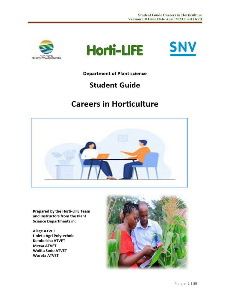 Careers in Horticulture Student Guide | PDF | Entrepreneurship ...