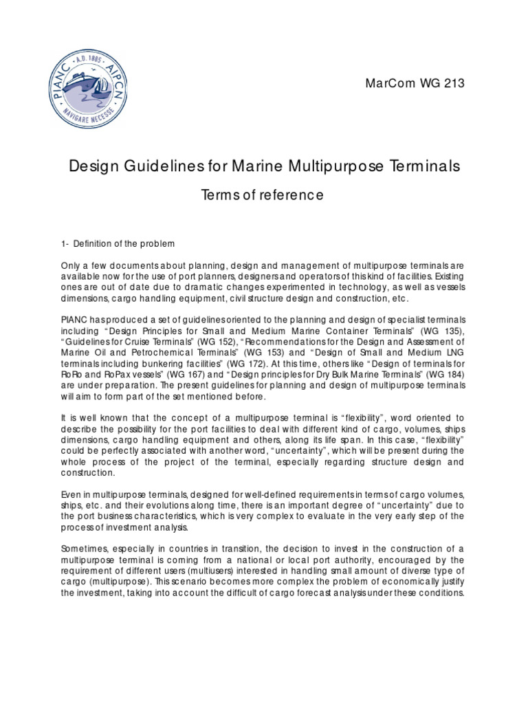 Marine Multipurpose Terminal Design Guidelines | PDF | Port | Cargo