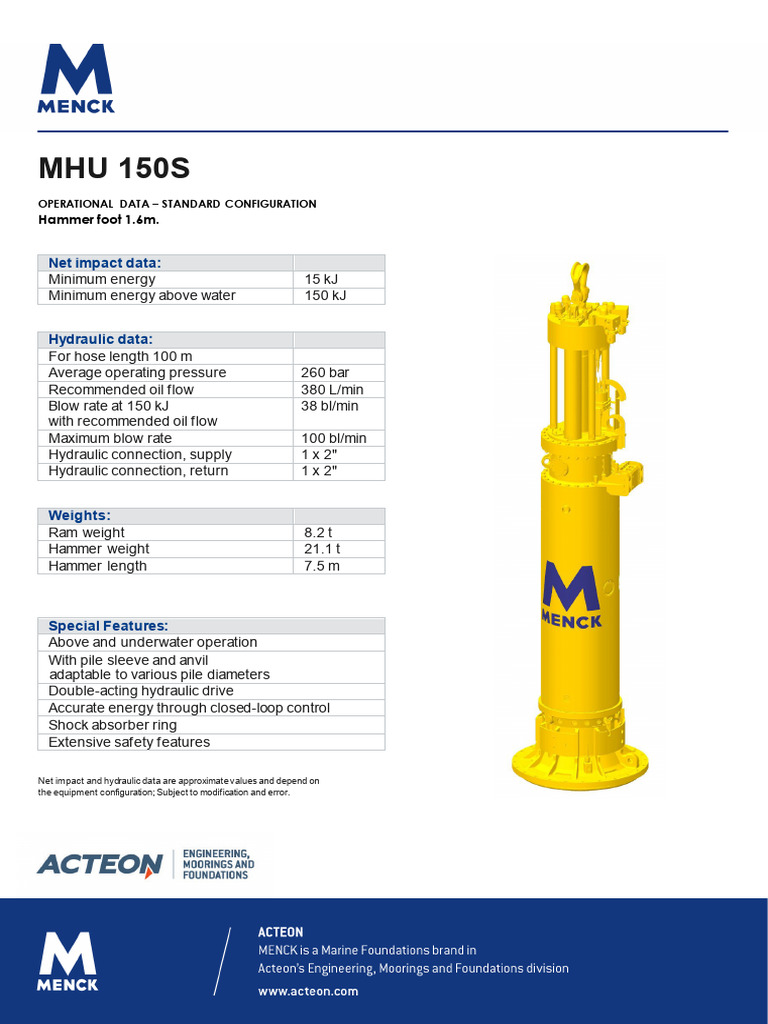 Menck Hammer MHU 150S Datasheet | PDF