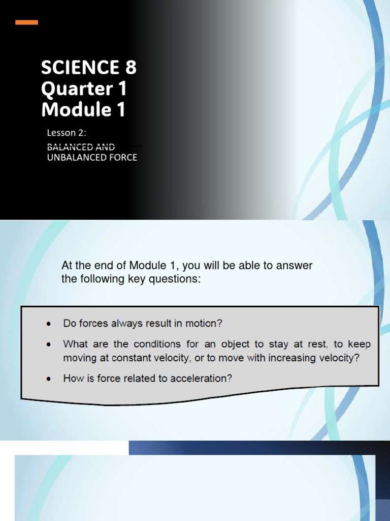 W1 Lesson 2. Balanced and Unbalanced Forces | PDF | Force | Tension ...