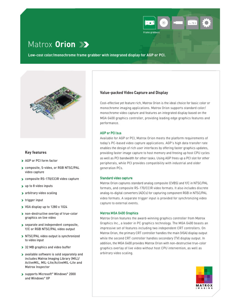 Matrox Orion | PDF | Video | Rgb Color Model