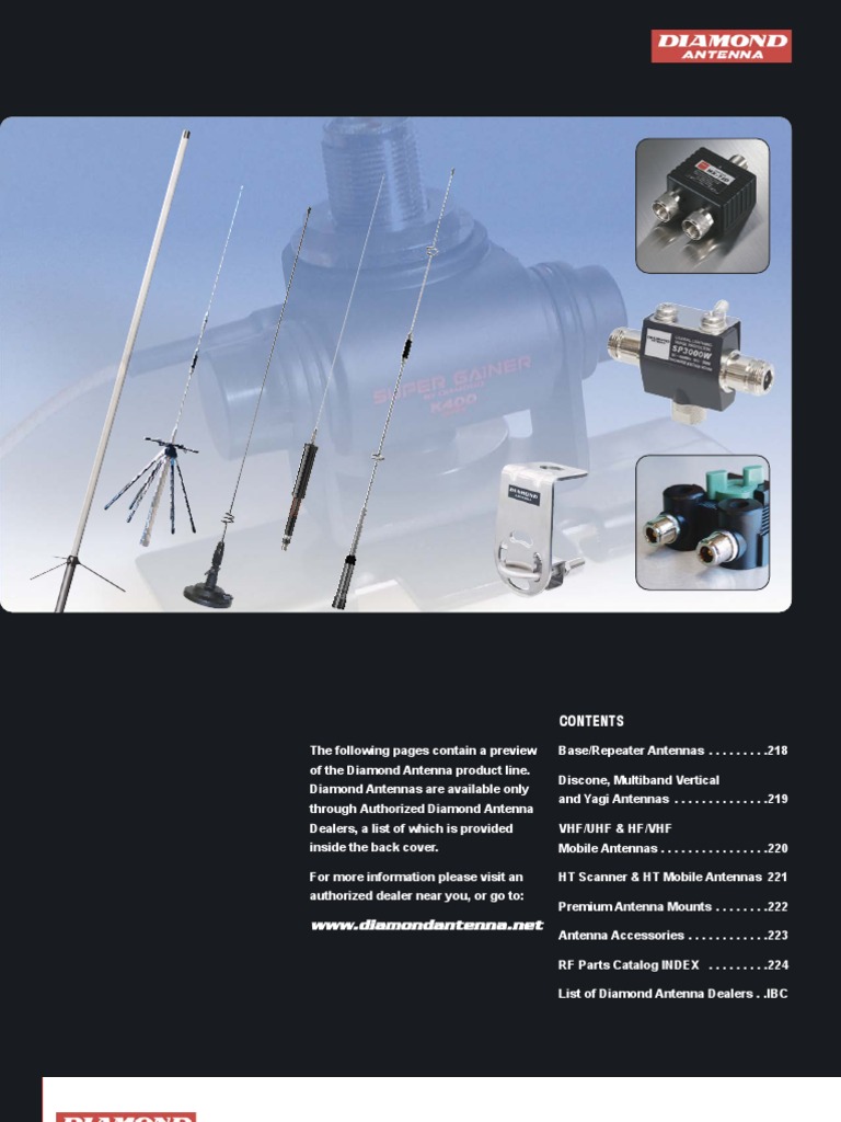 Catalogo de Antenas Diamond | PDF | Ultra High Frequency | Antenna (Radio)