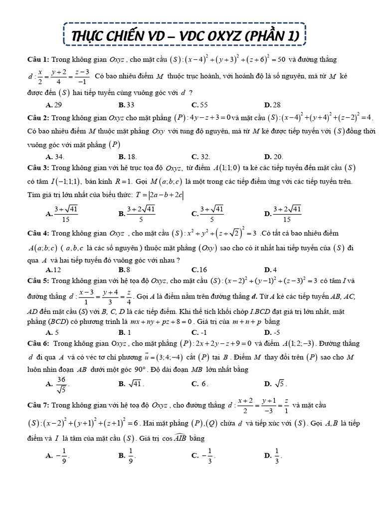 VDC HÌNH OXYZ (PHẦN 1) | PDF