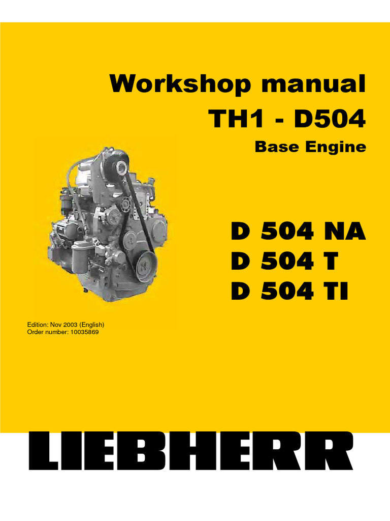 Руководство По Ремонту Дизельного Двигателя TH1-D504 (Workshop Manual) | PDF