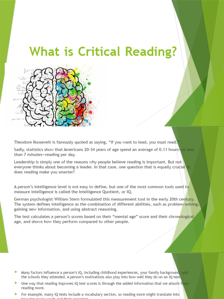 Enhancing IQ Through Critical Reading | PDF | Intelligence | Speed Reading