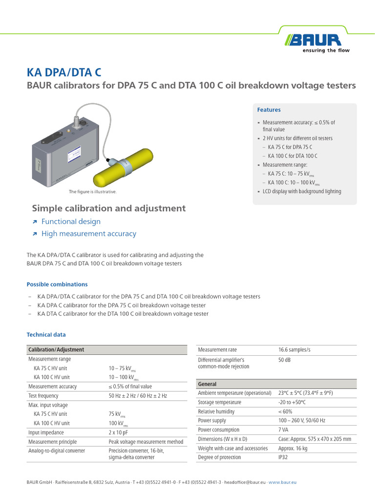 BAUR DTA 100C Oil Tester Calibration | PDF | Calibration | Computer ...