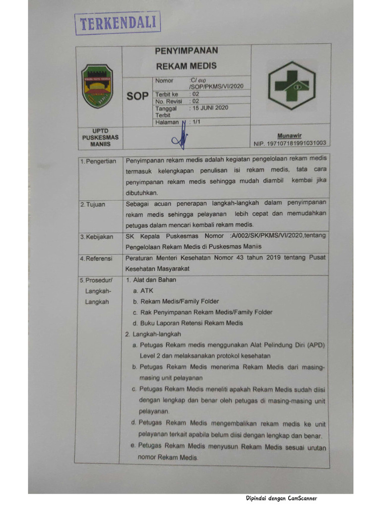SOP Penyimpanan RM | PDF