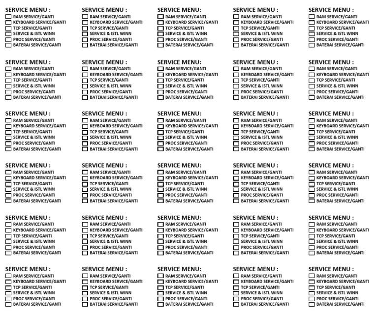 Label Service Menu | PDF