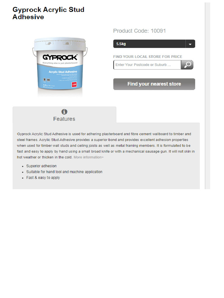 Acrylic Adhesive Gyprock | PDF