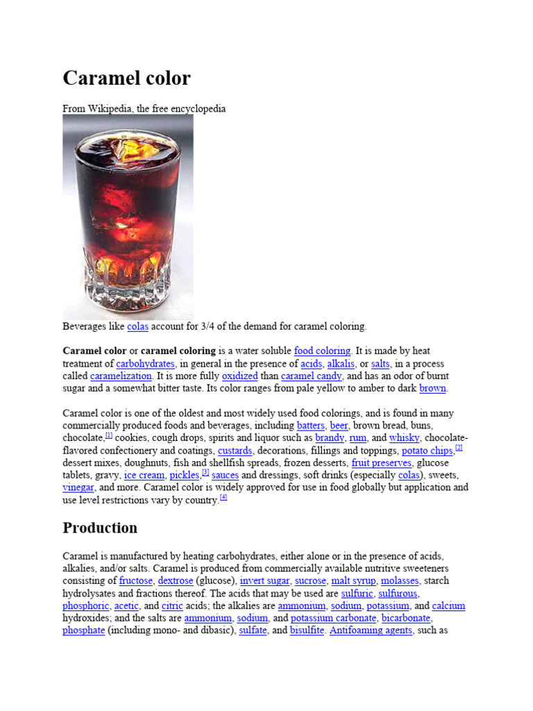 Caramel Color in Food and Beverages | PDF | Food And Drink | Foods