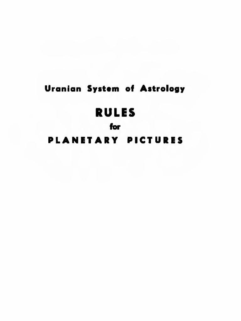 Rules for Planetary Pictures by Witte-Lefeldt | PDF | Planets In Astrology | Planets