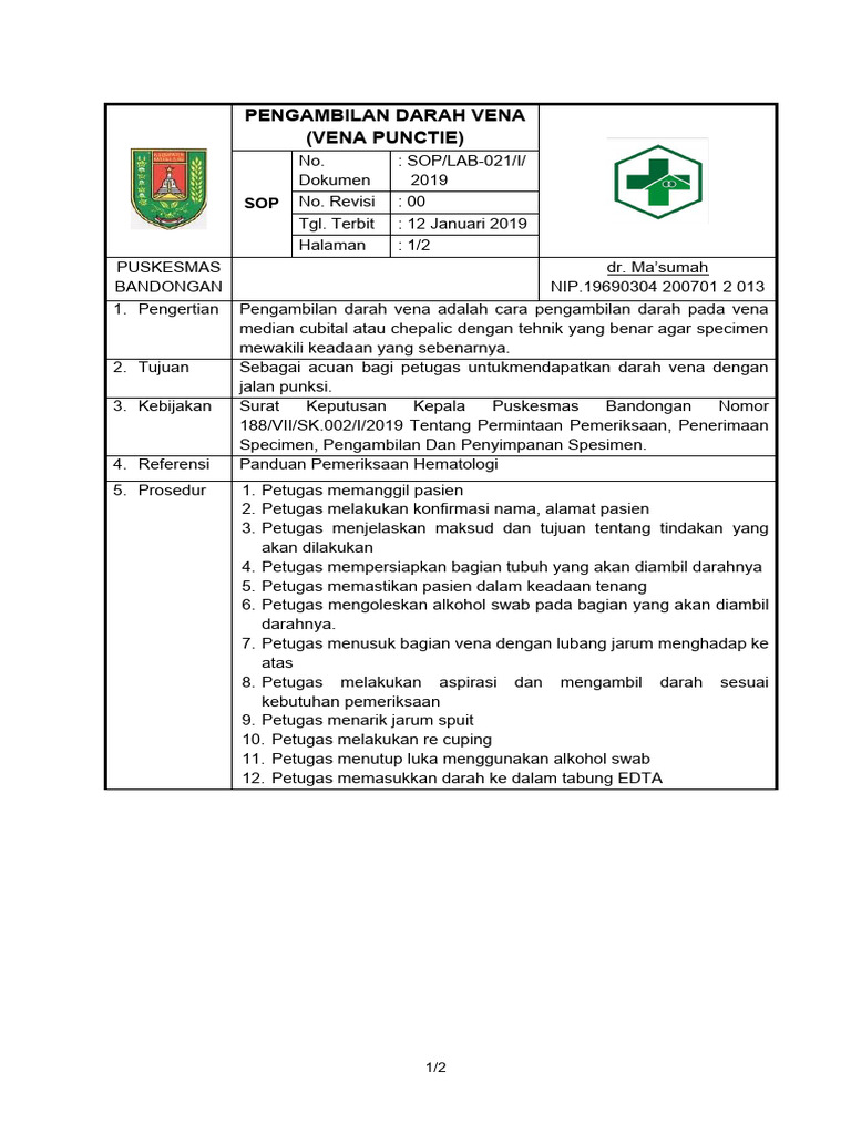 Pengambilan Darah Vena | PDF | Sains & Matematika