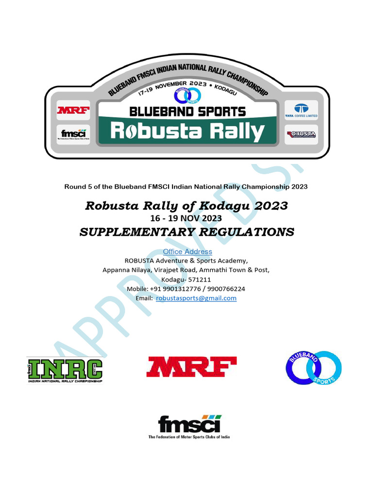 Robusta Rally of kodagu 2023 SR FINAL | PDF