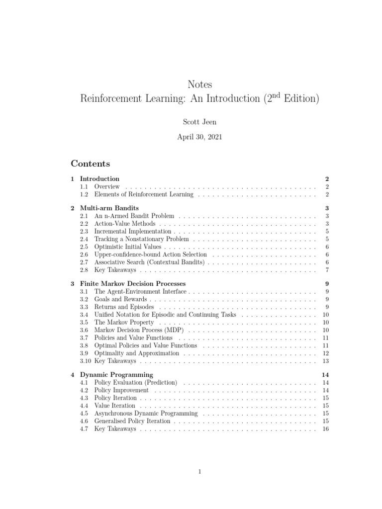 RL Notes | PDF | Mathematical Analysis | Cybernetics RL Notes | PDF | Mathematical Analysis | Cybernetics