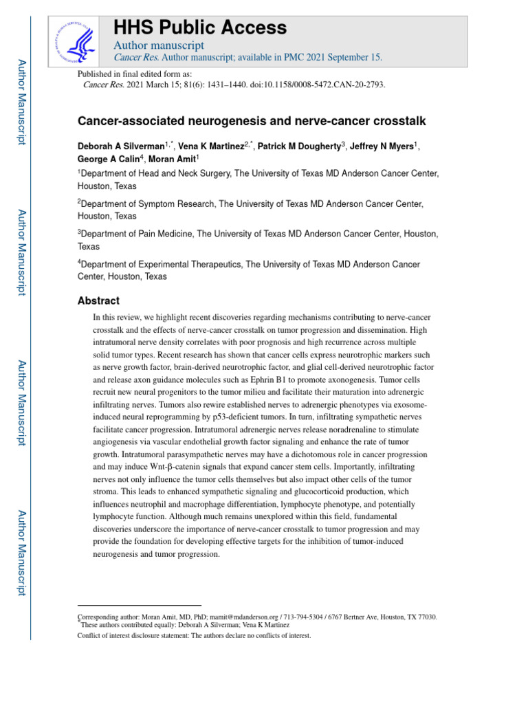 Silverman - Cancer-Associated Neurogenesis and Nerve-Cancer Crosstalk ... Silverman - Cancer-Associated Neurogenesis and Nerve-Cancer Crosstalk ...