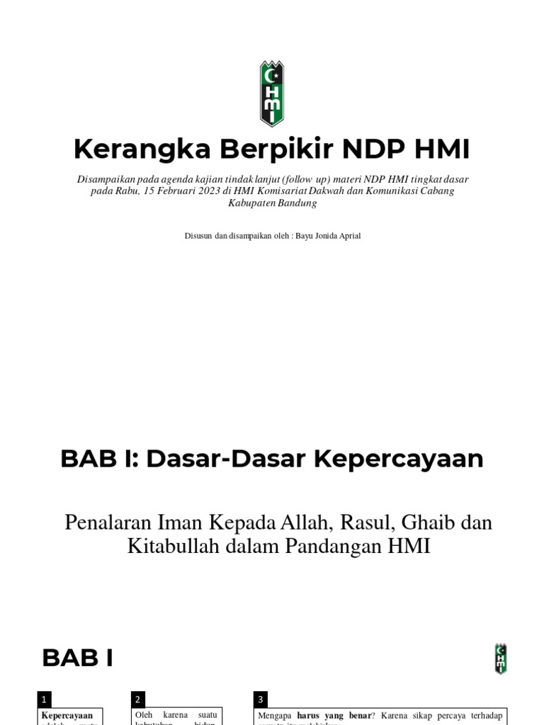Kerangka Berpikir NDP HMI Bayu Jonida | PDF