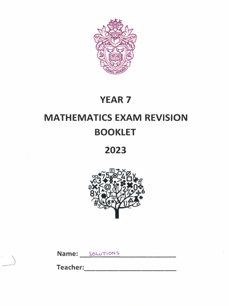 Year 7 Mathematics Exam Revision 2023 | PDF | Area | Multiplication