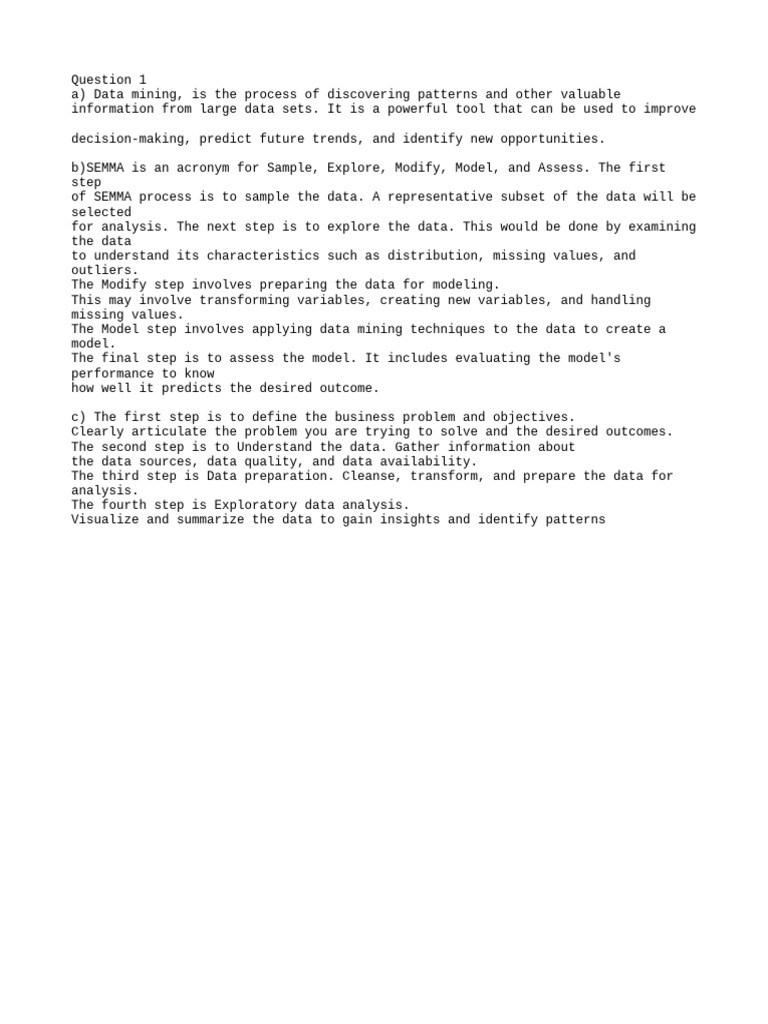 Data Mining Process and SEMMA Steps | PDF | Career & Growth | Business