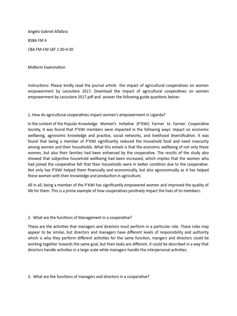 Cba FM CM - Midterm | PDF | Goal | Empowerment