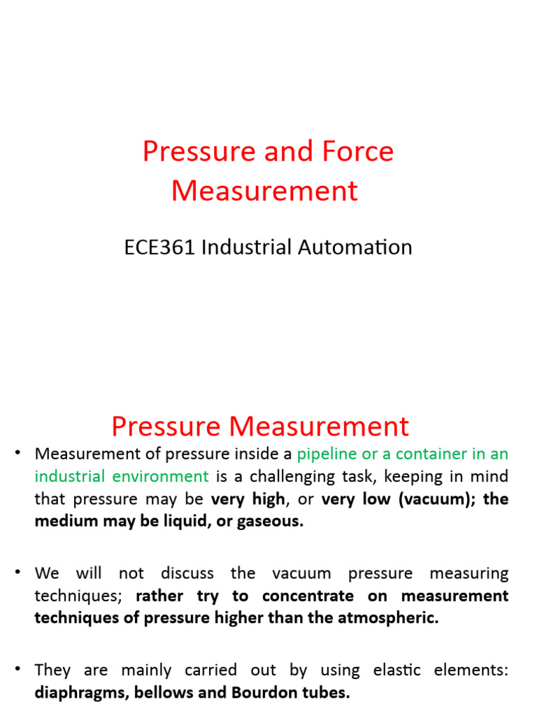 Pressure and Force Measurement | PDF | Pressure Measurement ...