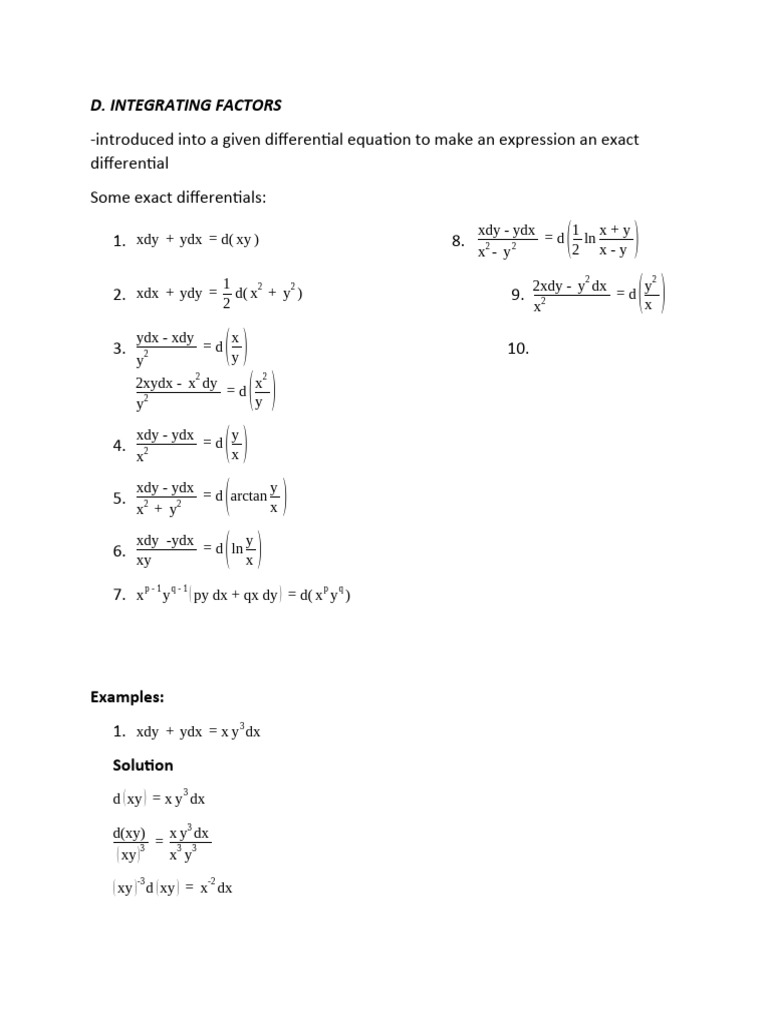 5 Integrating Factors | PDF | Mathematical Analysis | Mathematical Objects