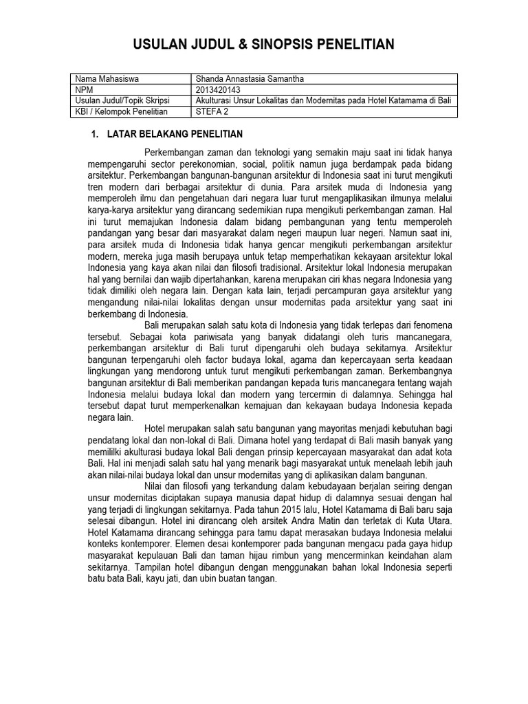 Sinopsis Skripsi | PDF