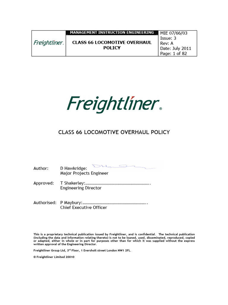 MIE 07-66-03 Issue 3 - Rev A - Class 66 Overhaul Policy | PDF | Wear ...