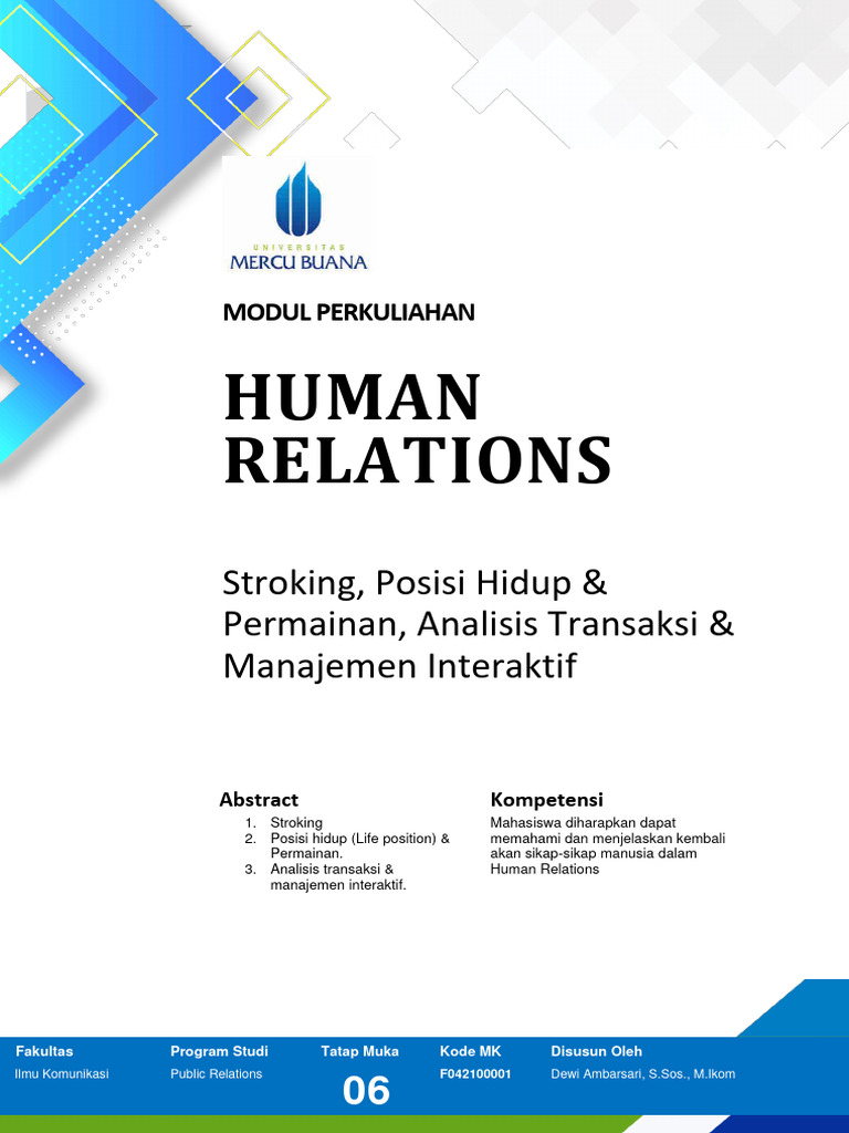 Modul Human Relations: Stroking & Analisis Transaksi | PDF