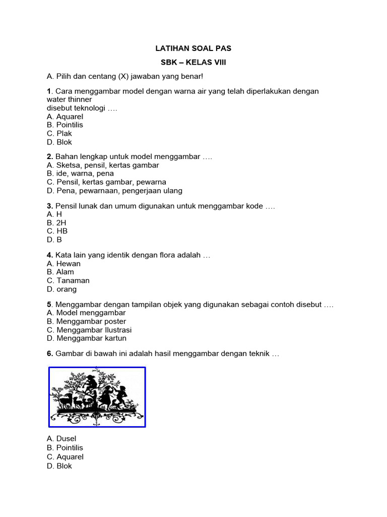 LATIHAN SOAL PAS SBK Kelas 8 | PDF
