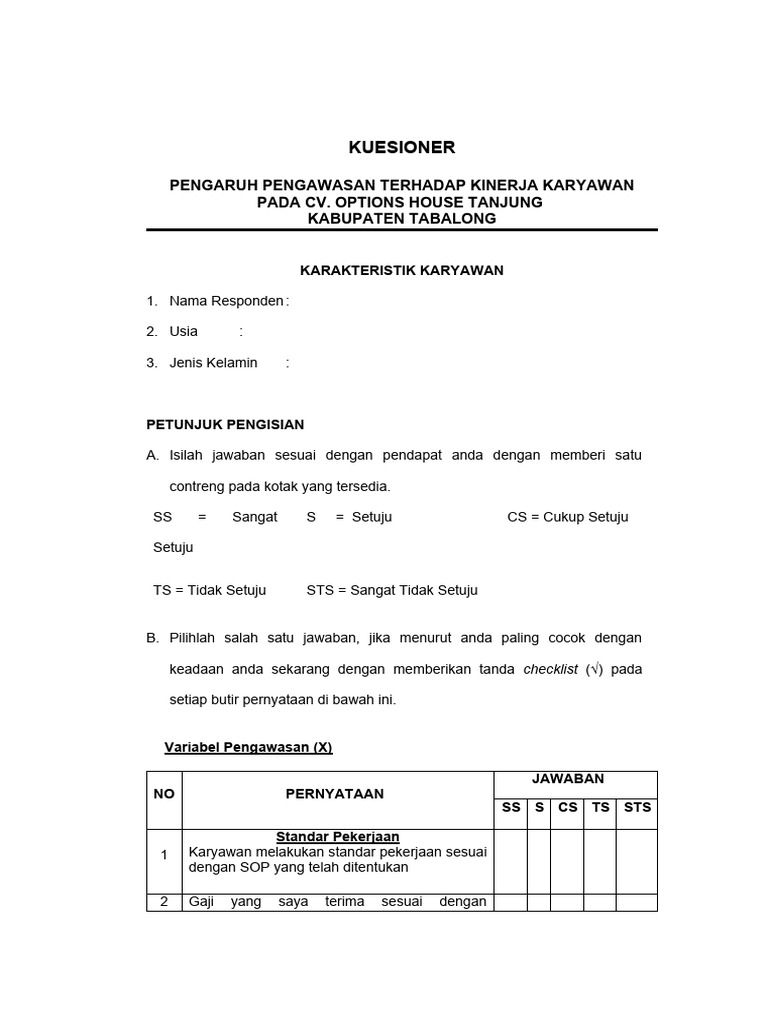 KUESIONER Elma Fix | PDF