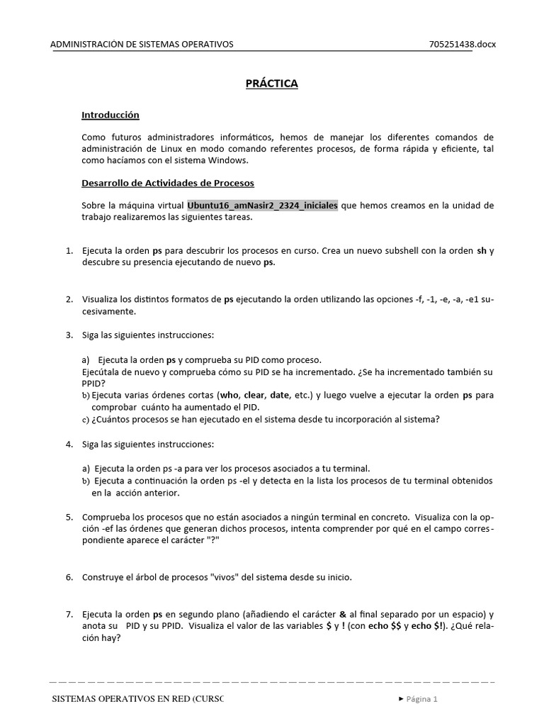 UT2 - 3 Administracion de Procesos Practica Entregable | PDF | Interfaz de línea de comando ...