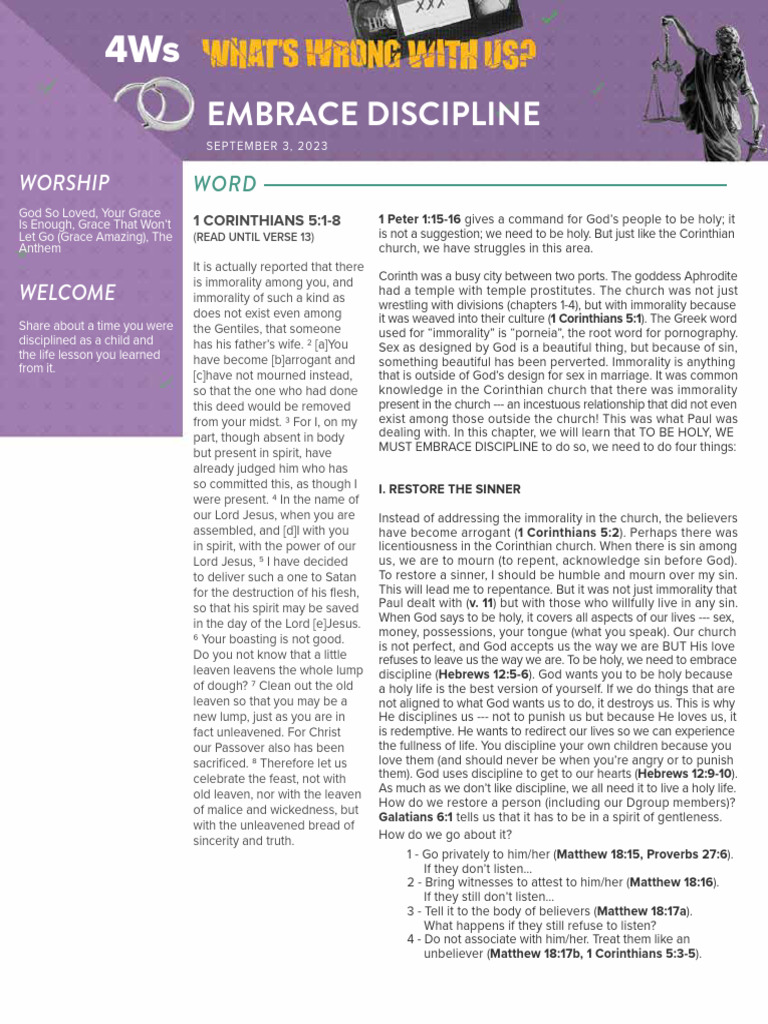 4Ws WWWU EMBRACE DISCIPLINE SEPT 3 2023 MAIN 1 | Download Free PDF | Jesus | Paul The Apostle