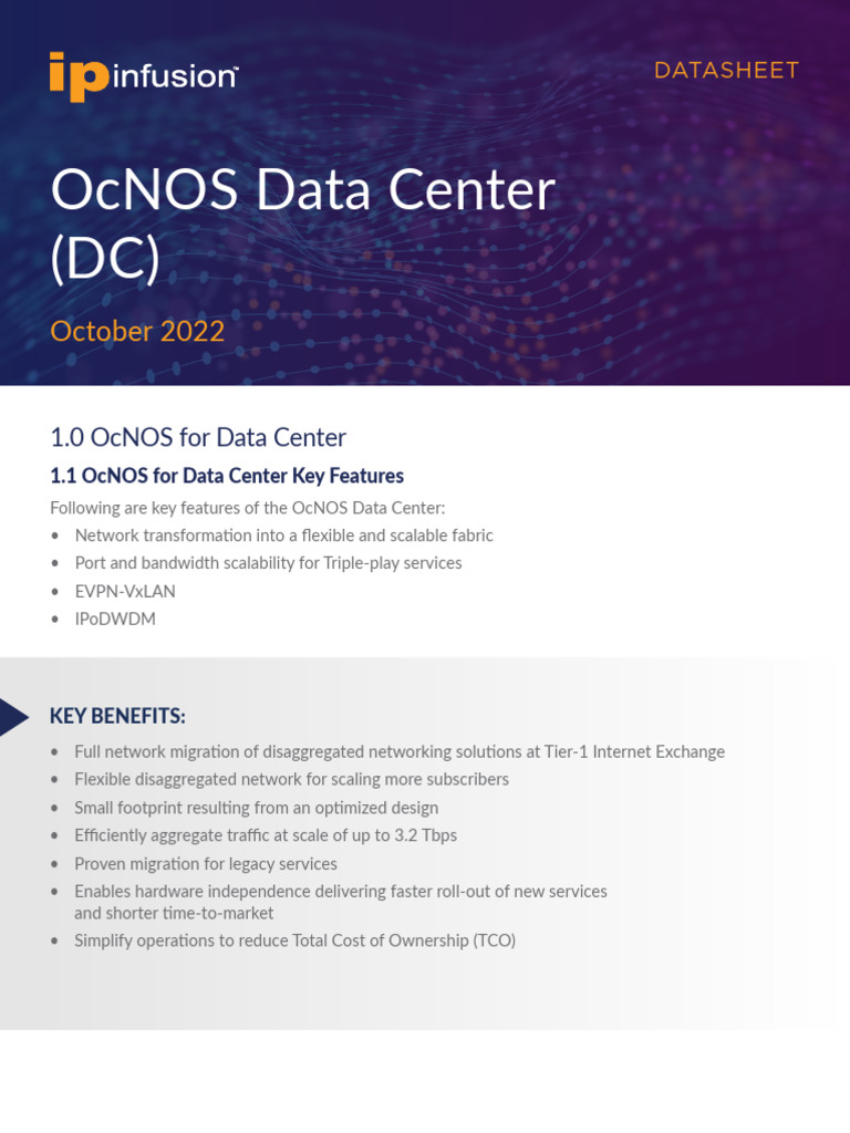 OcNOS DC Datasheet v4 | PDF | Computer Network | Networking