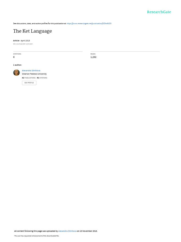 The Ket Language | PDF | Linguistics | Word