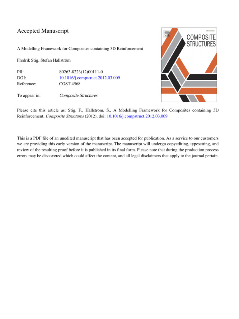 A Modelling Framework For Composites Containing 3d Reinforcement