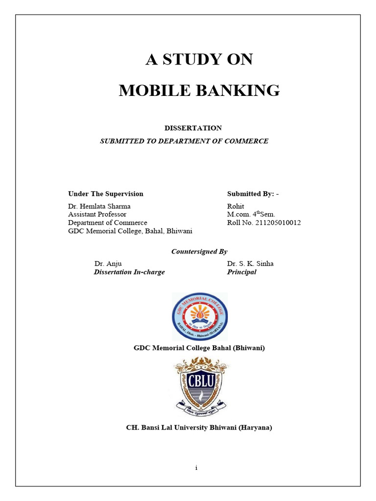 Desertation On Mobile Banking | PDF | Survey Methodology | Banks