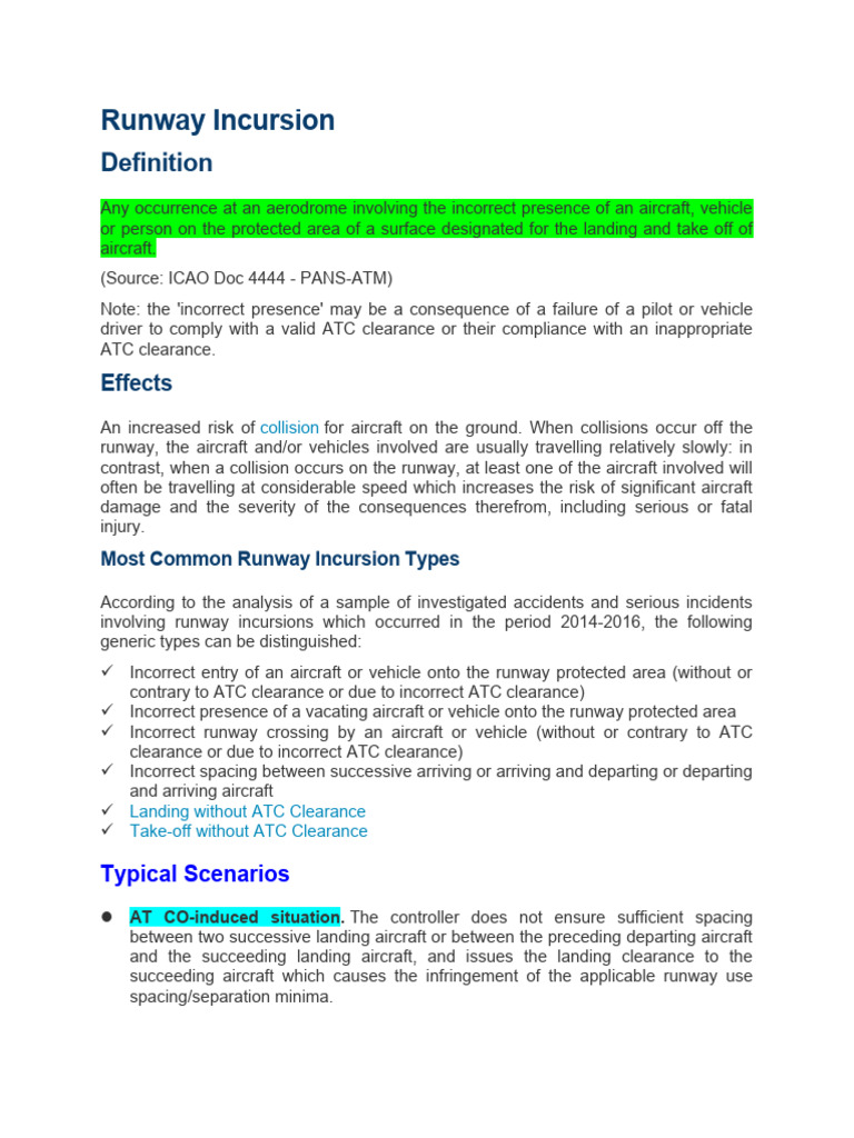 Runway Incursion | PDF | Air Traffic Control | Airport