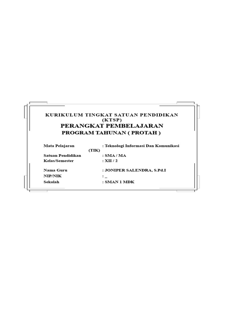 Program Tahunan Tik Kelas Xii SMT 2 | PDF