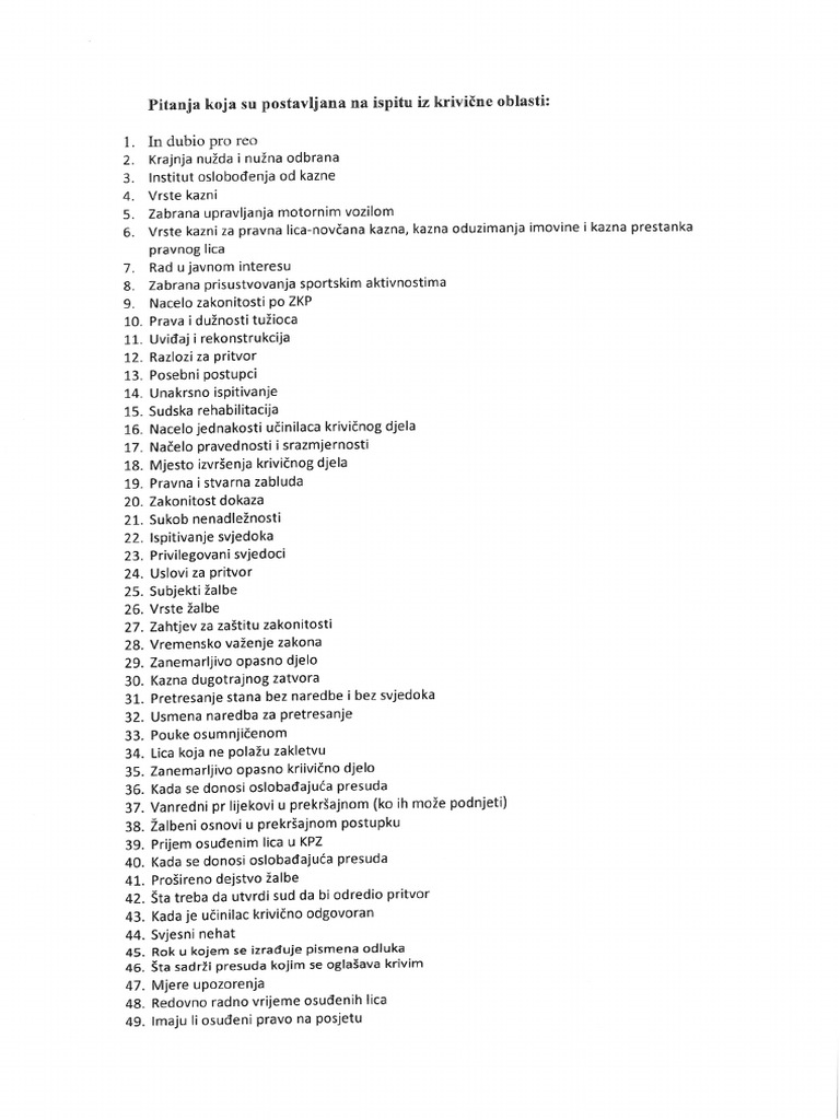 Pitanja Za Pravosudni Ispit | PDF
