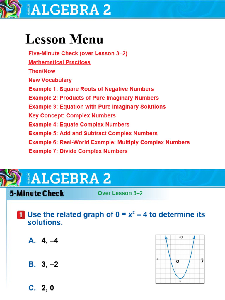 Lesson 3.3 Presentation Complex Numbers-2 | PDF | Complex Number | Electrical Impedance