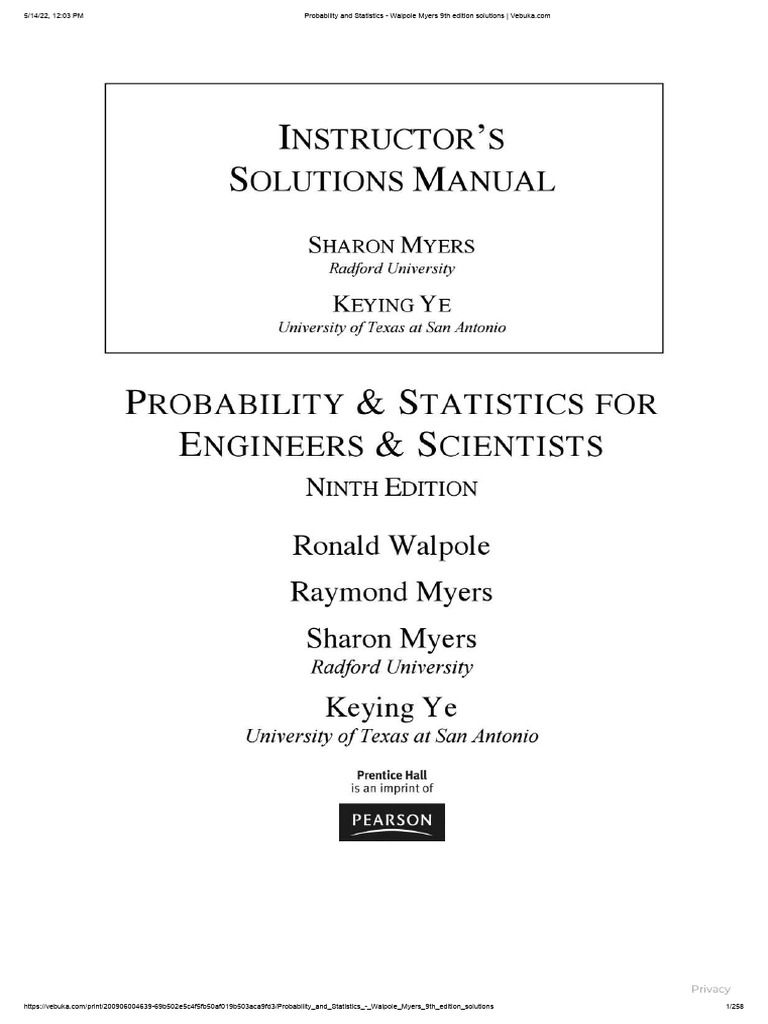 Walpole Myers 9th Edition Solutions Pdf Evidence Evaluation