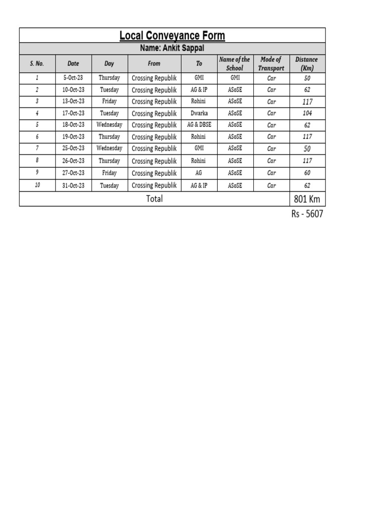 Conveyance Form October, 23.xlsx - Sheet1 | PDF